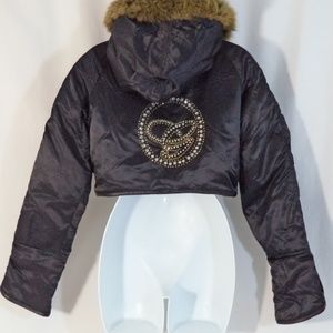 G-Unit | Jackets & Coats | G Unit Cropped Down Jacket Rabbit Fur Trim ...